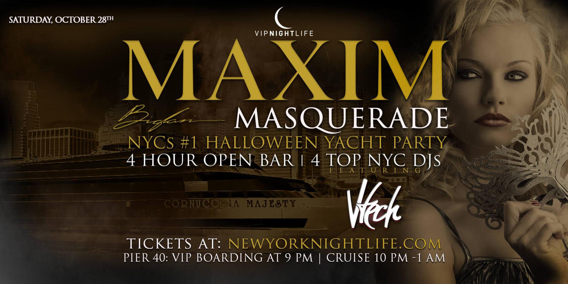 MAXIM New York Halloween Yacht Party – Masquerade Cruise – New York